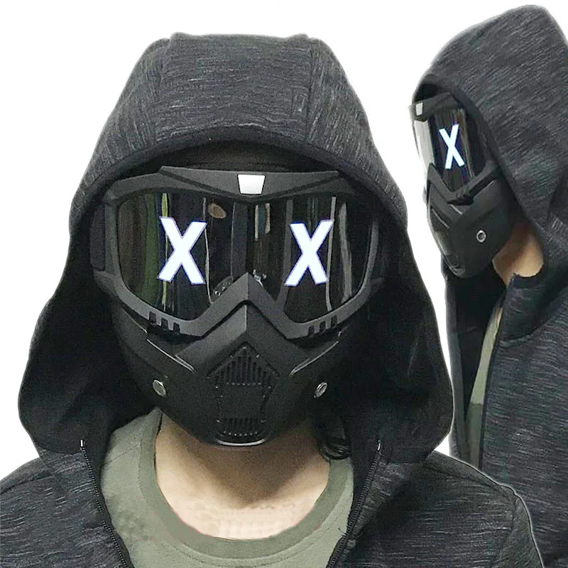 Ice-Blue-X-Eyes-Half-Face-M-scara-Cosplay-Express-o-Props-Dia-das ...