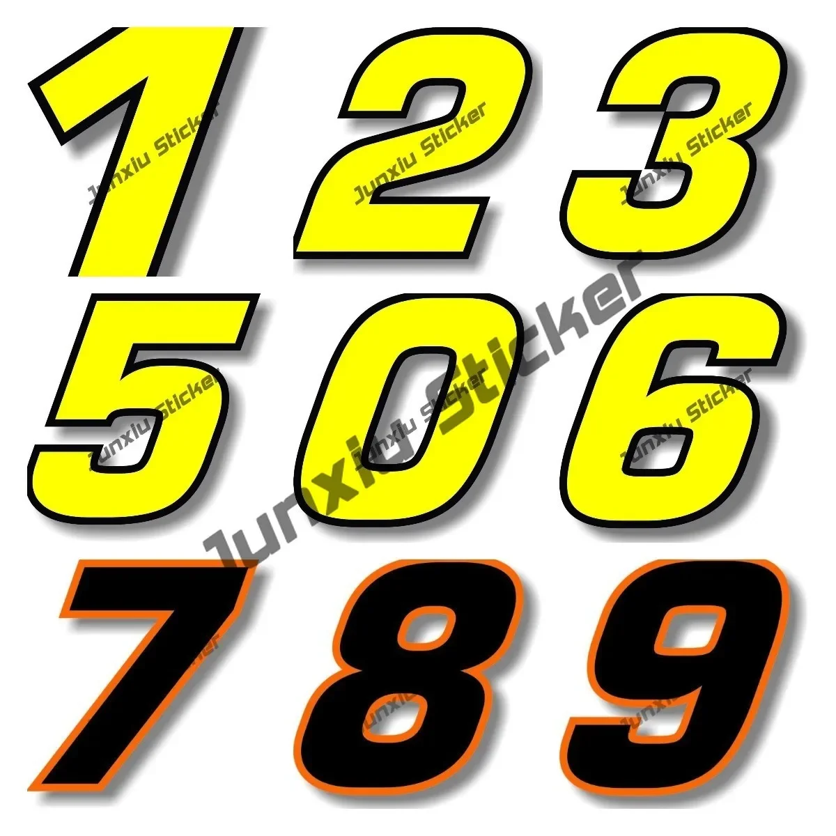 Yellow-Numbers-with-Black-Border-Stickers-and-Black-Numbers-with-Orange ...