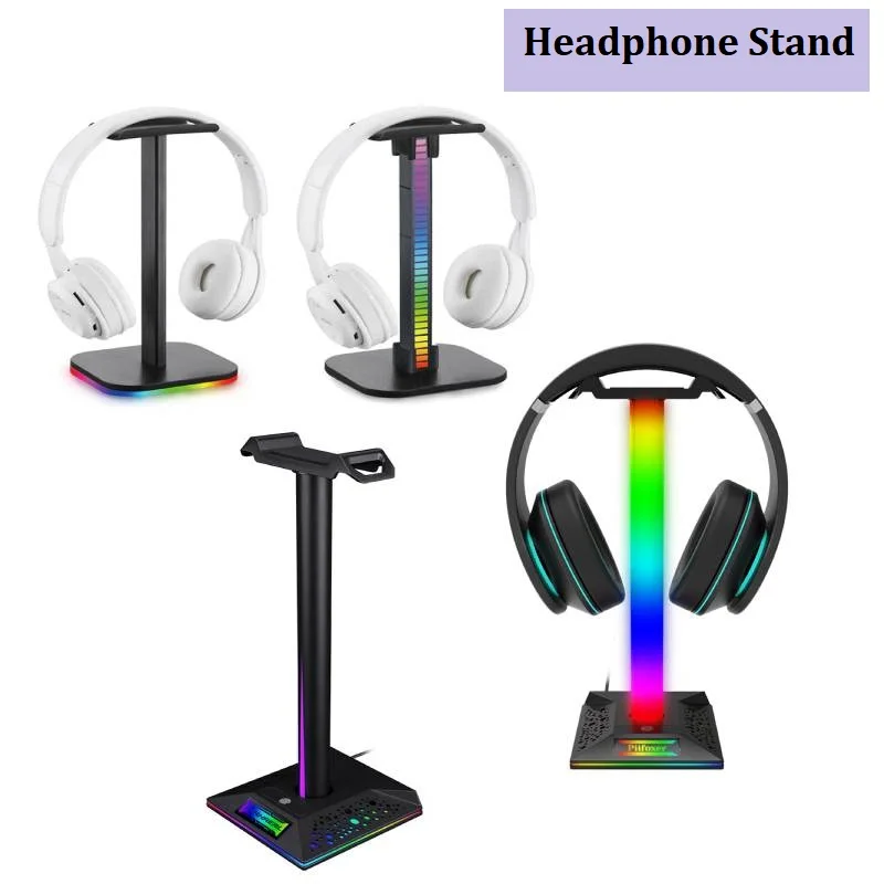 Rgb Gaming Headphone Stand Dual Usb Port Touch Control Strip Light Desk ...