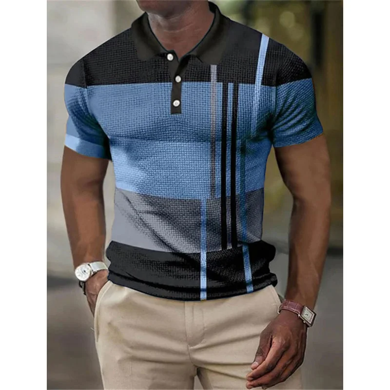 3D-Print-Colorful-Polo-Shirt-For-Men-Geometric-Cuffed-Pattern-T-Shirt ...