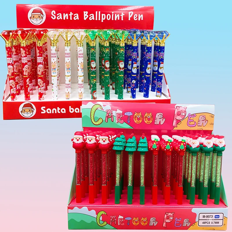 48pcs-Christmas-Diamond-Ball-point-Pen-Office-Signature-Pen-Santa-Claus ...
