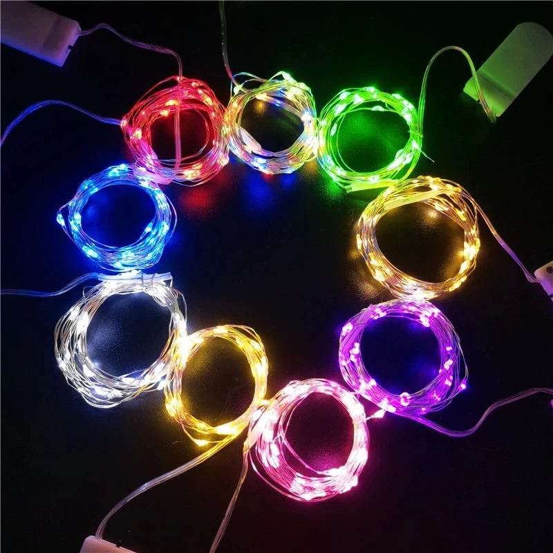 Luces LED 구리 와이어 요정 조명, 배터리 전원 LED 스트링 조명, 파티 웨딩, 실내 크리스마스 장식, 화환 조명 ...