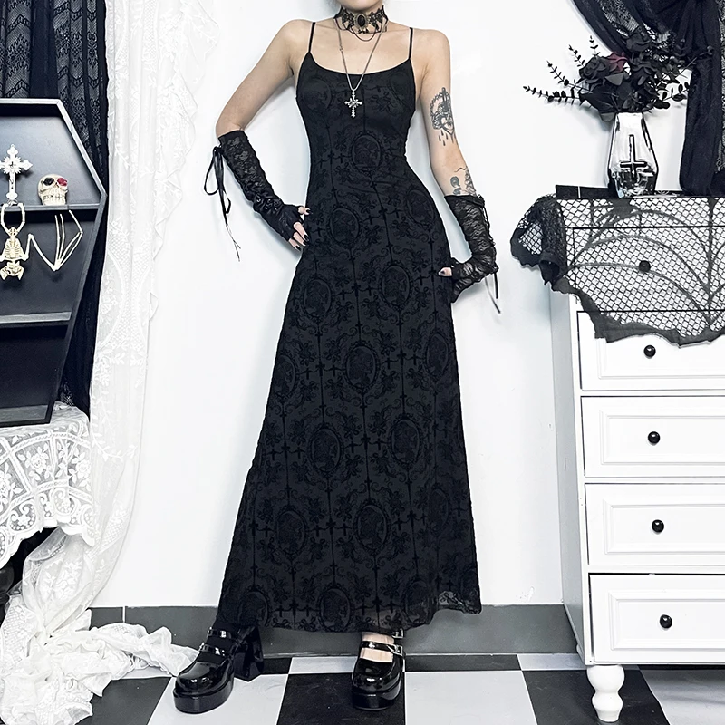 Goth-Cross-Flocking-Mall-Gothic-Est-tica-Vestidos-Grunge-Punk-Mesh ...