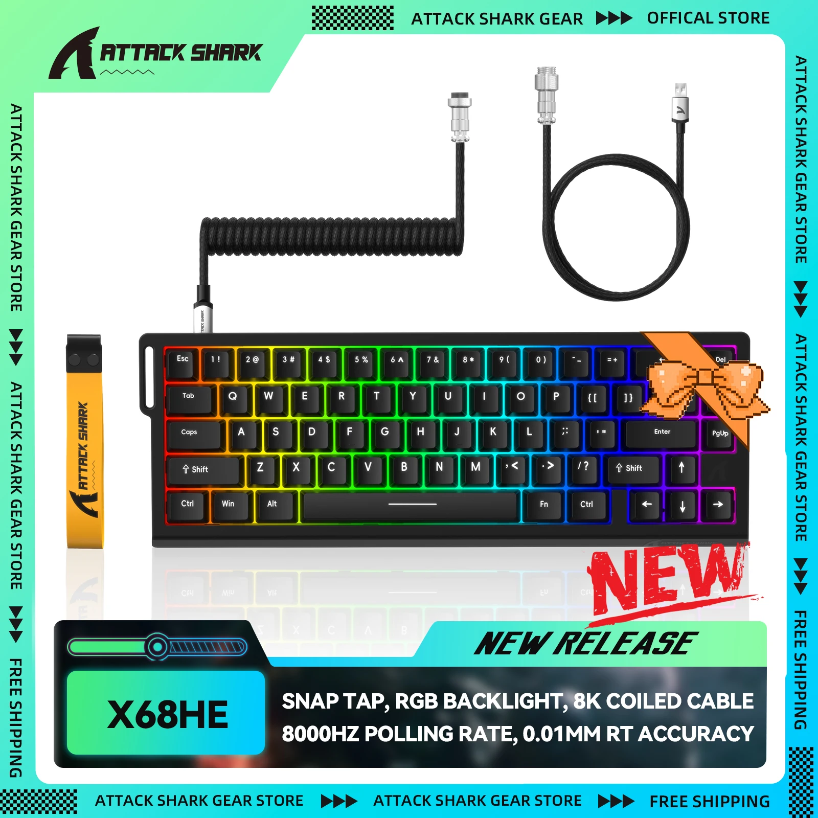 ATTACK SHARK X68 HE 8000Hz Rapid Trigger Keyboard, 0.01mm RT Accuracy ...