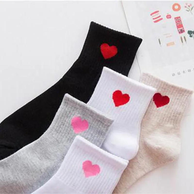 Casual Pretty Heart Love Socks Cute Comfortable Girls Female Women ...