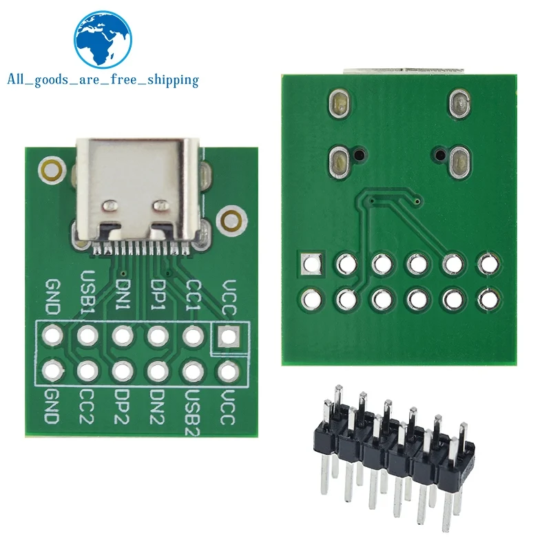 TZT-1-5PCS-USB-TYPE-C-to-DIP-PCB-Connector-Pinboard-Test-Board-Solder ...