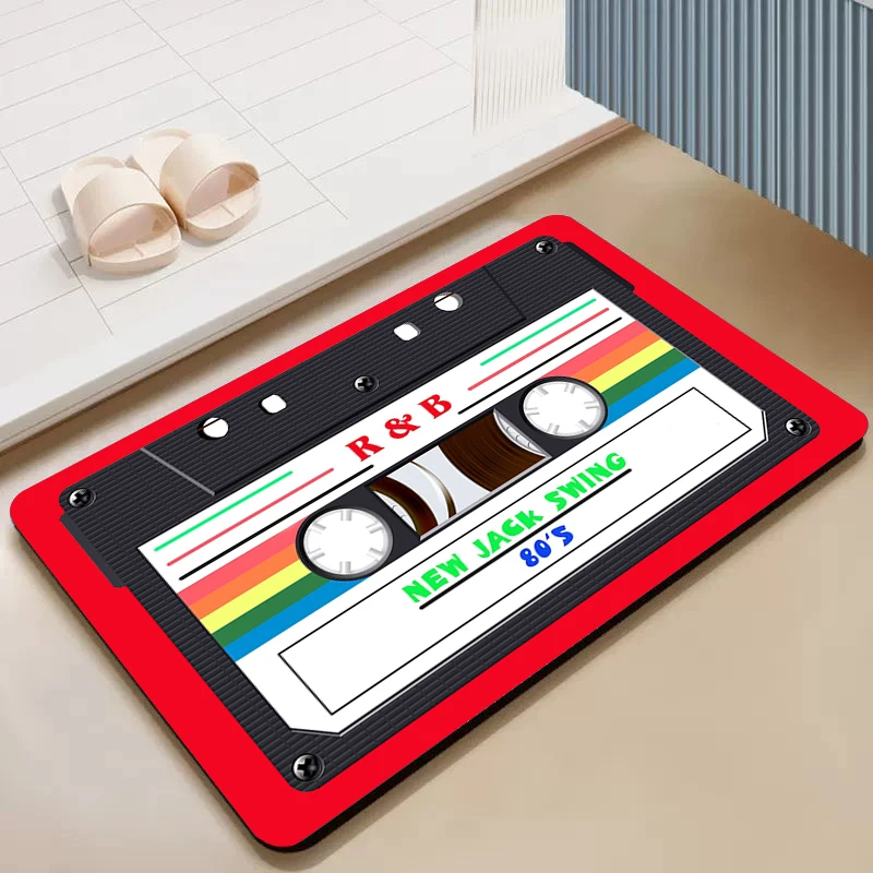 Music Cassette Diatom Ooze Foot Mat Children Room Rug Door Mats Carpet ...