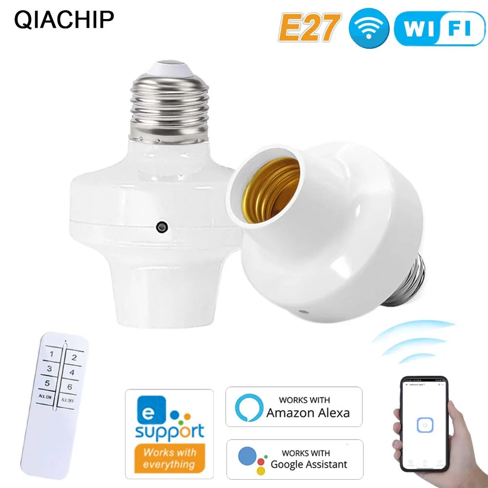 QIACHIP-eWeLink-Smart-Light-Bulbs-Adapter-LED-Light-Holder-E26-E27 ...