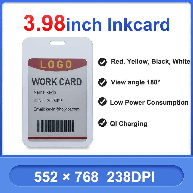 3.98inch E-ink Display 4 Colors E-paper Employee Badge Exhibitor ID ...