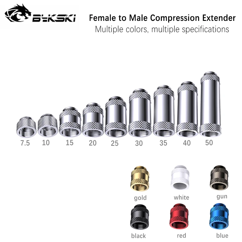 2pcs Bykski Extension Fitting Female To Male Compression Extender ...