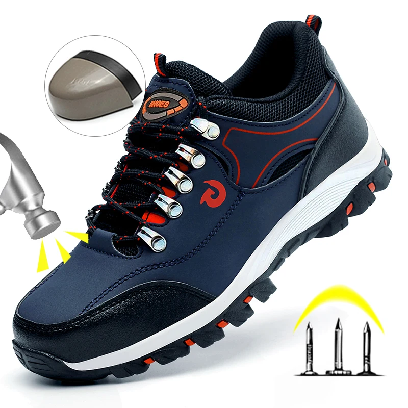 Steel Toe Cap Shoes For Men Work Boots Puncture-Proof Work Safety Shoes ...