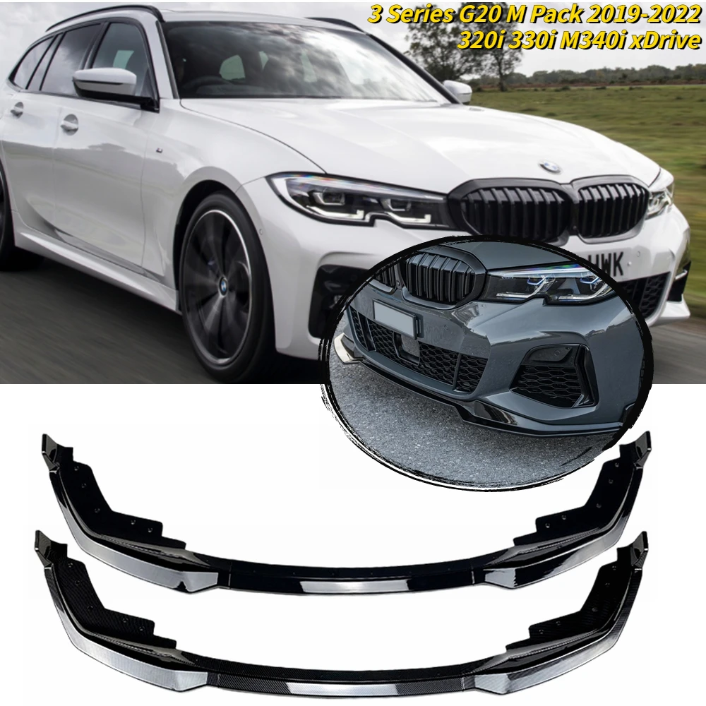 For-BMW-3-Series-G20-M-Pack-Front-Bumper-Splitter-Lip-Spoiler-Diffuser ...