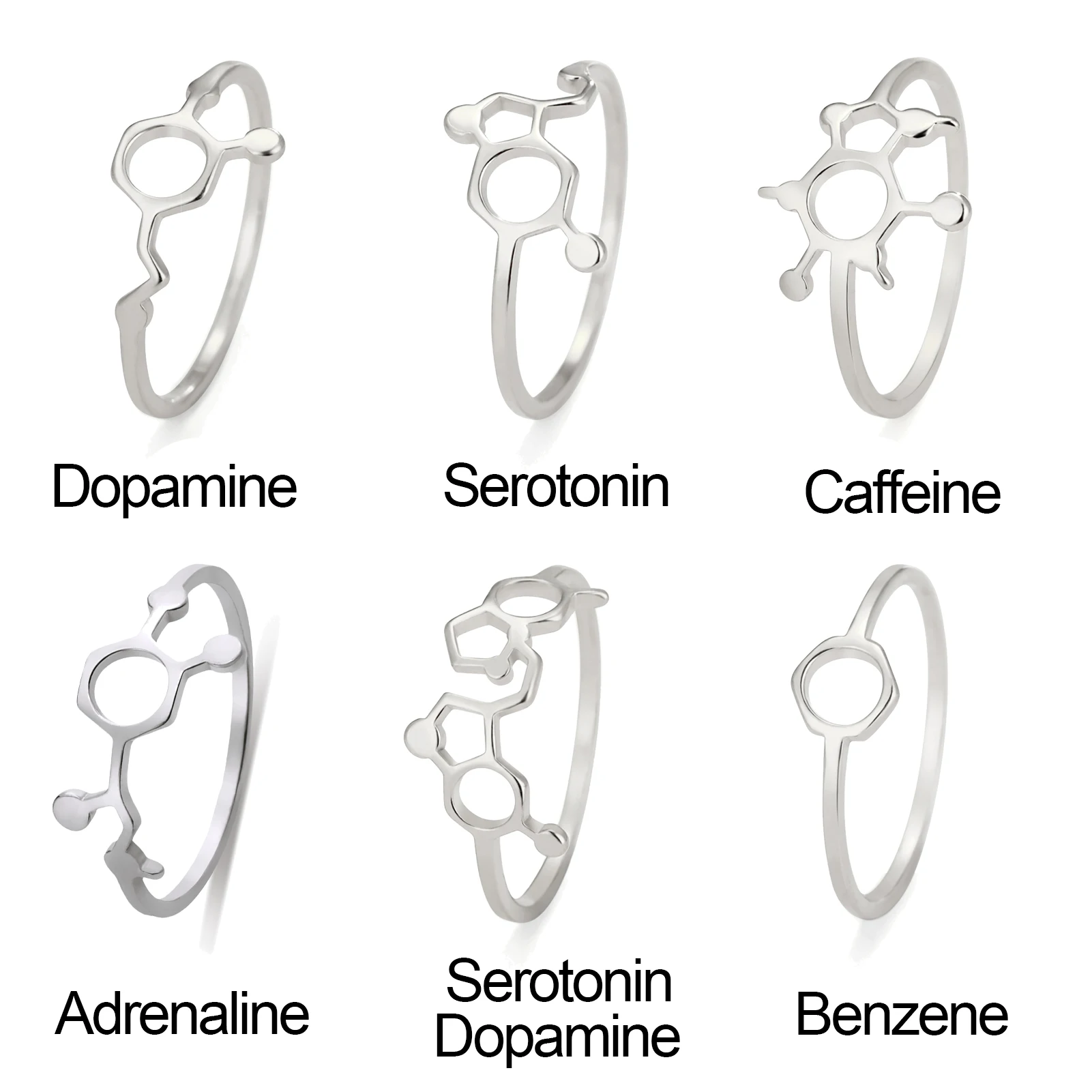 Unift-Happiness-Serotonin-Dopamine-Molecule-Ring-Fashion-Chemistry-Biology-Jewelry-Gift-for ...