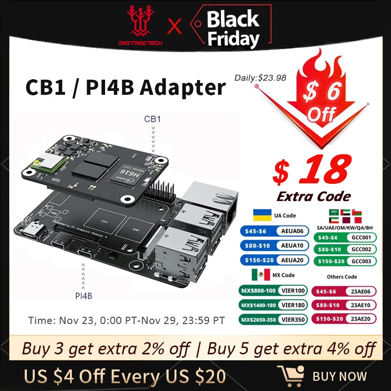BIGTREETECH-BTT-CB1-PI4B-Adapter-3D-Printer-Board-Support-CM4-Add ...