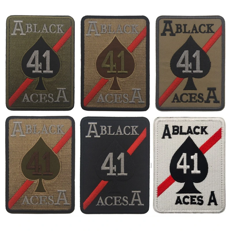 US Navy Spade A Poker Embroidered Patch Black Aces Squadron A41 Embroidery Tactical Badge Hook ...