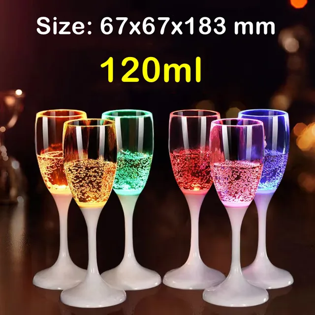 6Pcs/lot Liquid Active LED Cup Champagne Beer Wine Water Drink Flash ...
