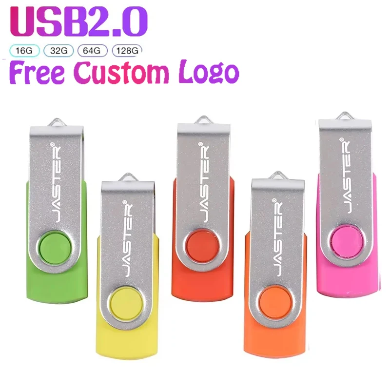 Silver-toned Swivel Metal Clips Pen Drive Free Custom Logo USB Flash ...