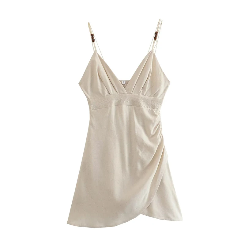 YENKYE-2023-Women-Fashion-Beaded-Trim-Sling-Mini-Dress-Sexy-Sleeveless ...
