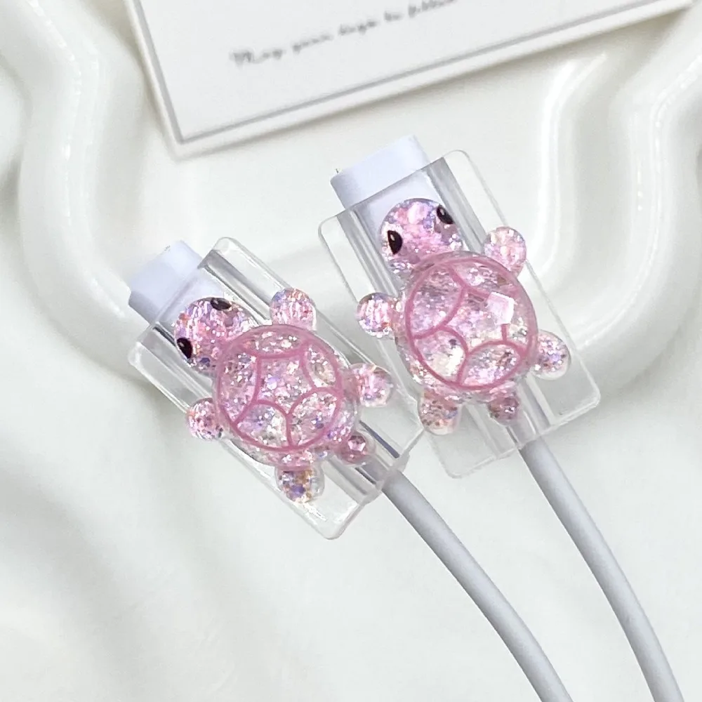 1 Set Flashing Little Turtle Data Cable Protection Cover Phone Charging ...