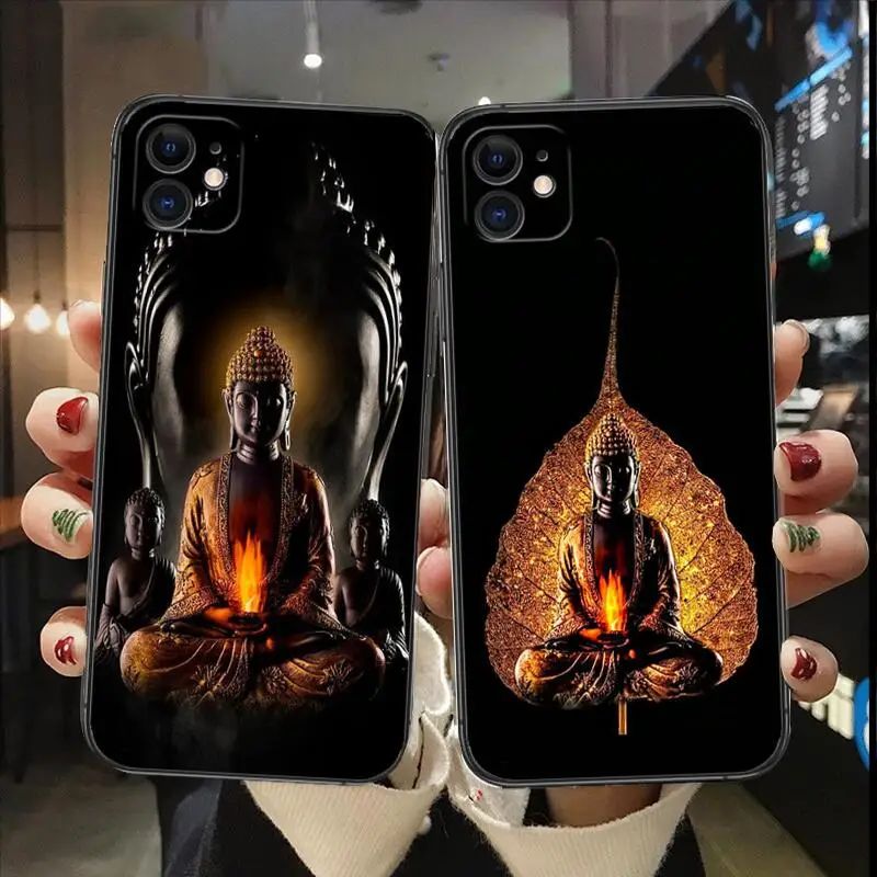 Buddha-Statue-black-TPU-Phone-case-For-IPhone-13-12-11-14-Pro-Max-Mini ...