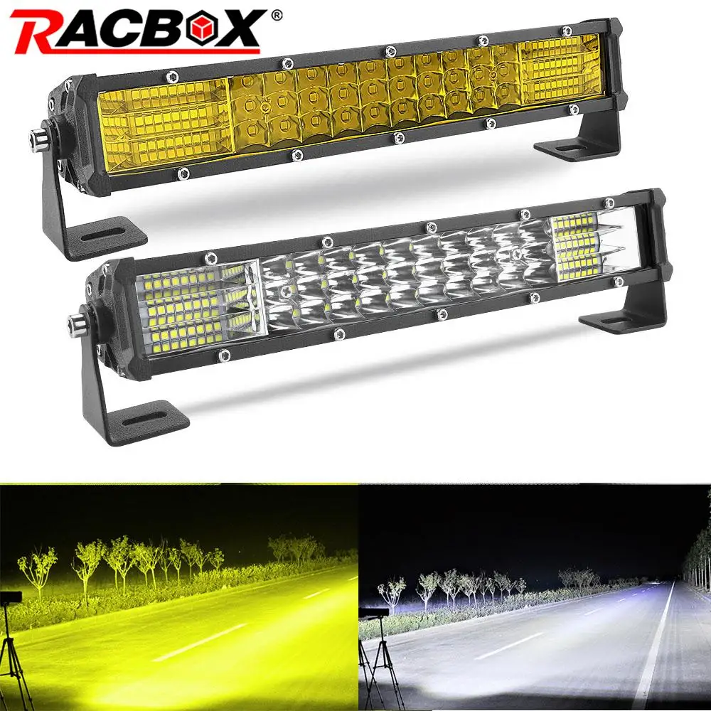 10-inch-led-work-light-bar-Triple-Row-Led-Bar-Spot-Flood-white-yellow ...