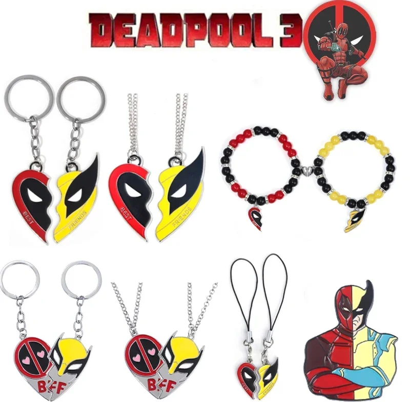 Deadpool-and-Wolverine-Necklace-Best-Friends-Red-Yellow-Clown-Mask ...