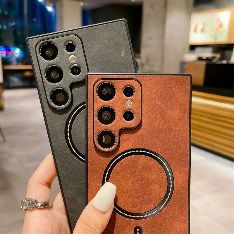 Capa-de-couro-sem-fio-para-Samsung-capa-de-c-mera-redonda-macio-magn ...