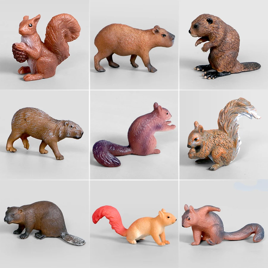 Kids Toys Simulation Wild Animal Models,Capybara,Beaver,Squirrel Action ...