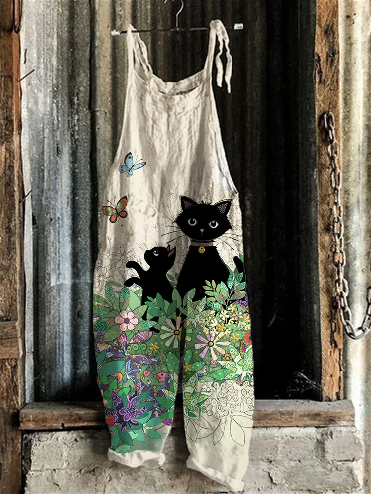 Stylish-Casual-Strap-Romper-Cat-Pattern-3D-Printed-Loose-Comfortable ...