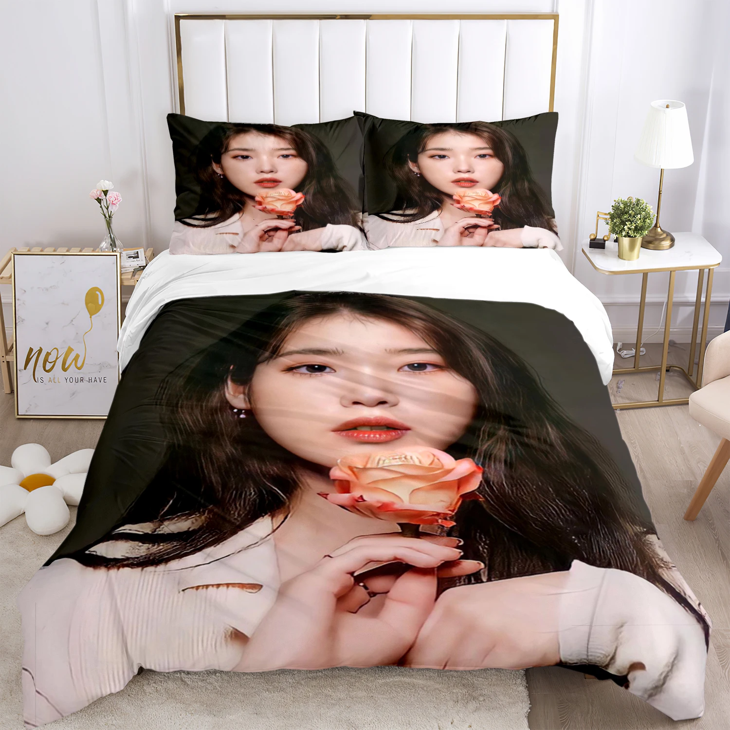 Iu-Kpop-Star-Print-Three-Piece-Bed-Bedding-Set-Fashion-Article-Children ...