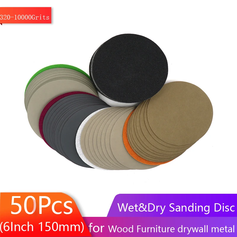 6inch sanding discs 150mm Waterproof Sandpaper Hook & Loop Sand paper ...