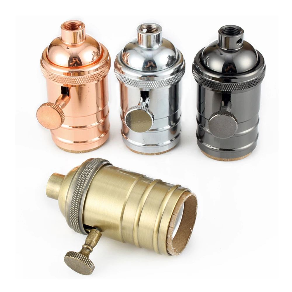 2pcs-Vintage-Socket-E27-Lamp-Holder-Aluminum-Shell-With-Switch-Edison ...