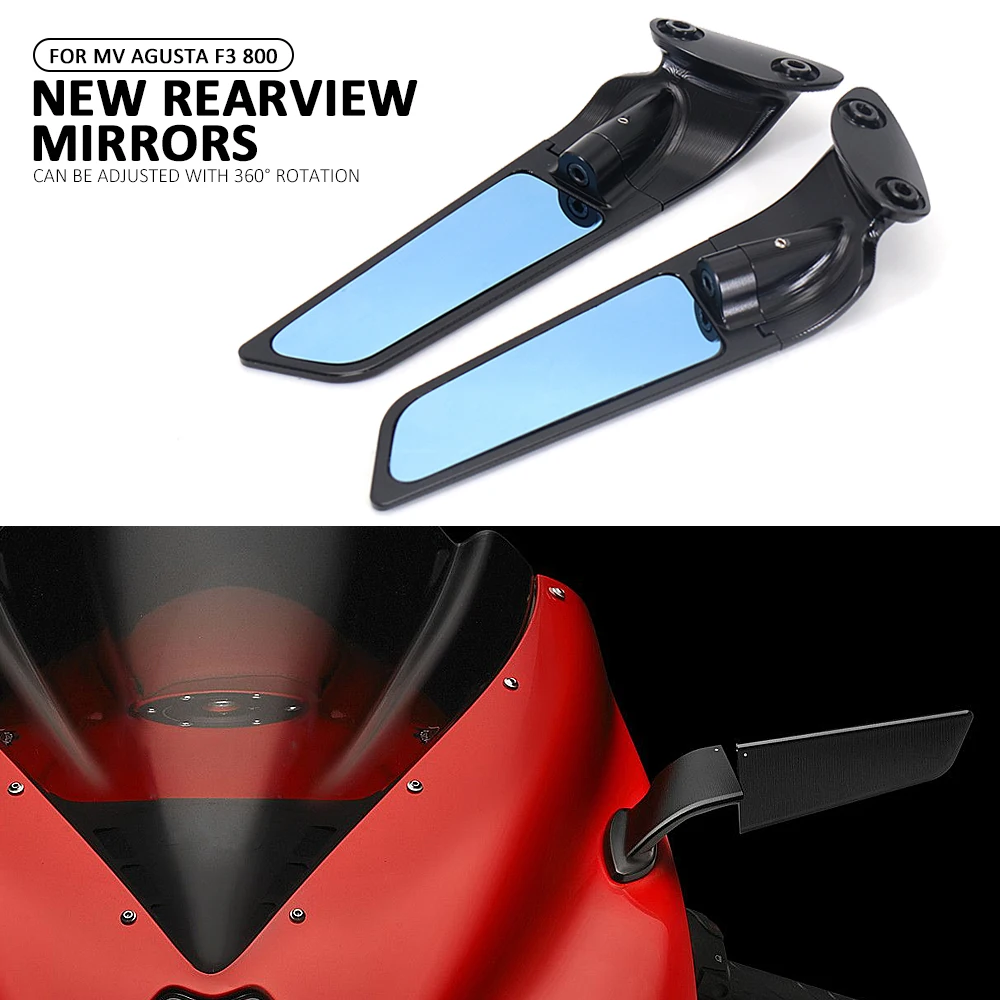 CNC Aluminum Motorcycle Accessories Rear View Mirrors Blue Anti glare ...