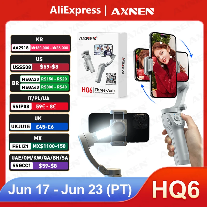 AXNEN-HQ6-Gimbal-for-Smartphone-3-Axis-Handheld-Gimbal-with-Smart ...