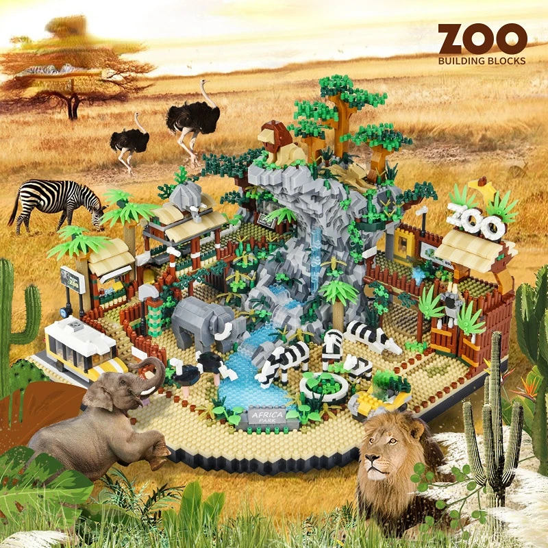Zoo Building Blocks Desert Park Diamond Blocks Elephant Lion Zebra ...