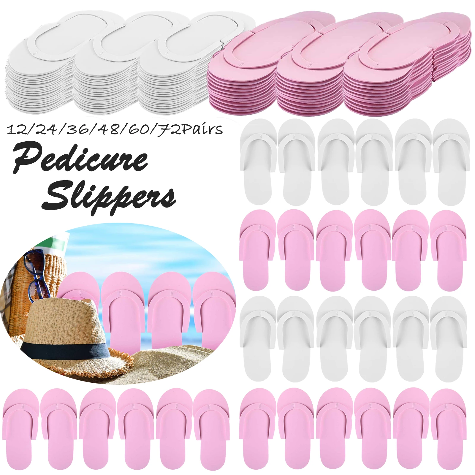 12-72Pairs-Disposable-Pedicure-Slippers-EVA-Foam-Pedicure-Flip-Flops ...
