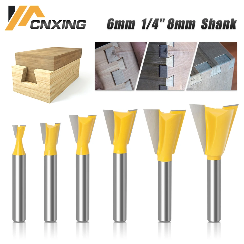 6mm/8mm Shank 1/4" Shank Dovetail Joint Router Bits 14 Degree ...