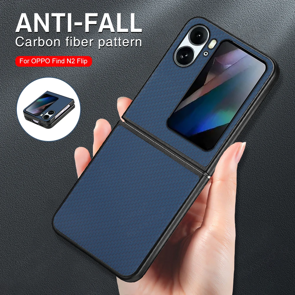 Slim-Carbon-Fiber-Pattern-Back-Cover-For-Oppo-Find-N2-Flip-5G-Case-Anti ...