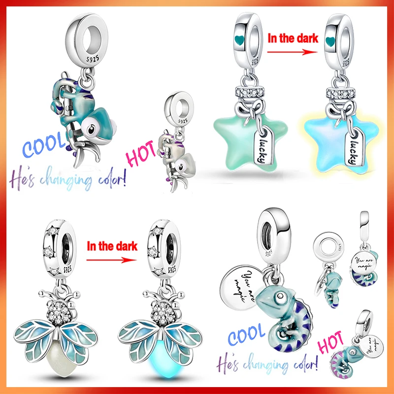 Hot-Sale-925-Sterling-Silver-In-The-Dark-Glowing-Bulb-Charms-Chameleon ...