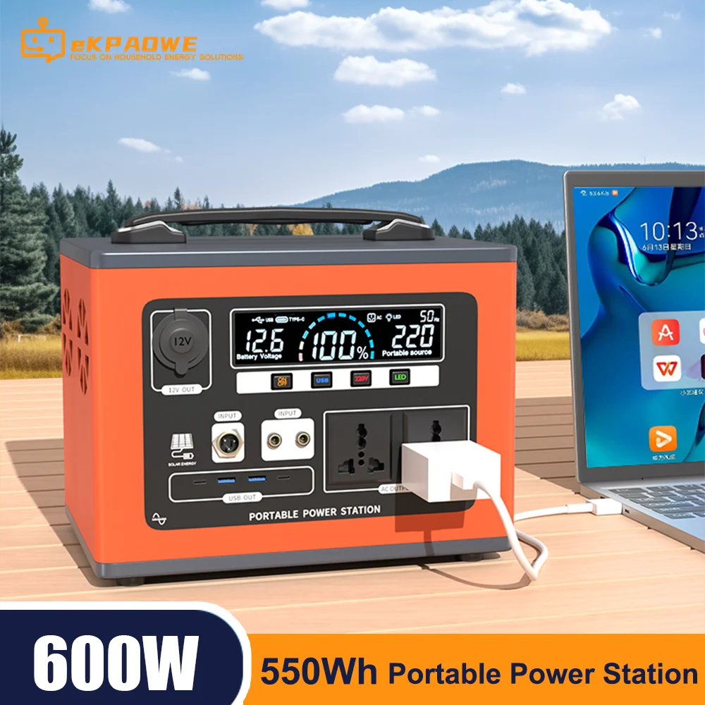 600W-Portable-Power-Station-550wh-External-Battery-Solar-Generator ...