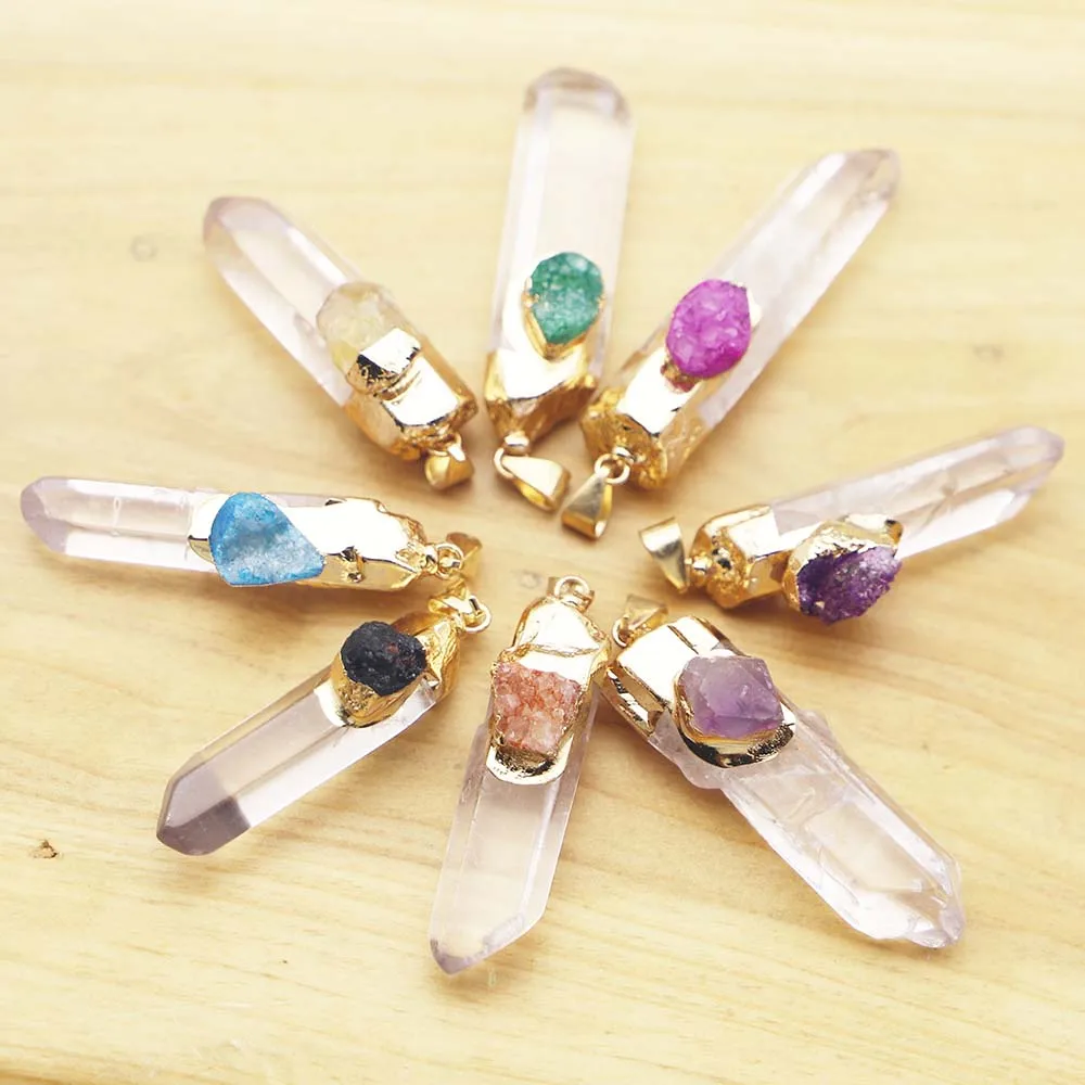 Natural-Stone-White-Crystal-Column-Inset-Crystal-Black-Tourmaline ...