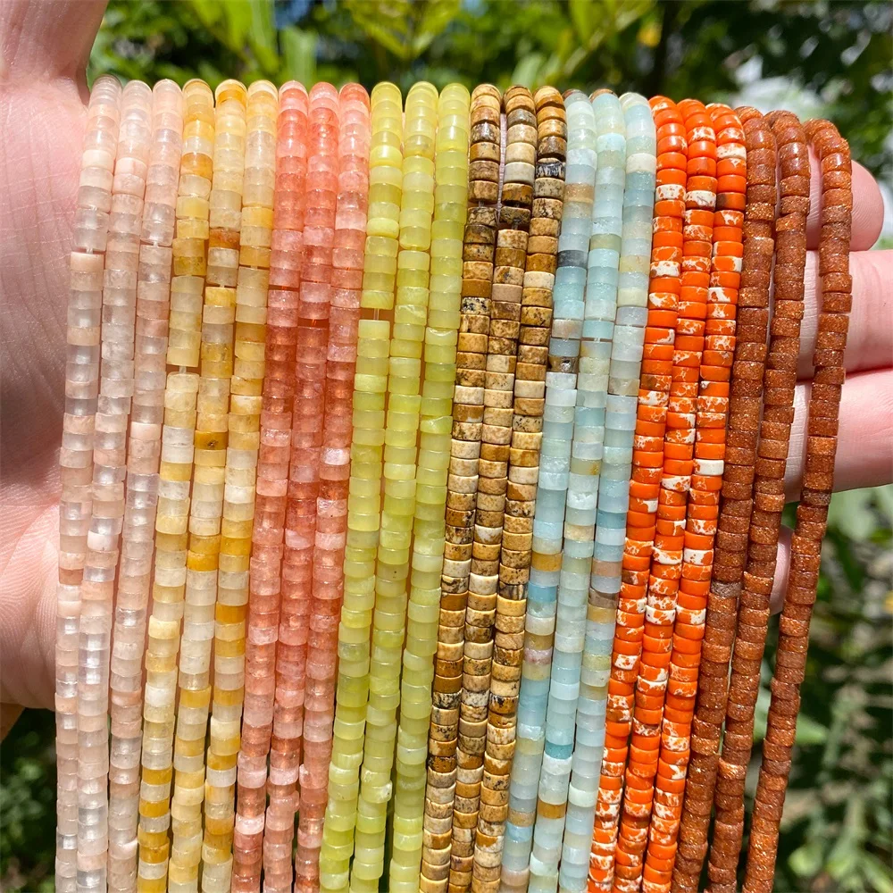 Natural Heishi Disc Stone Bead 2x4mm Yellow Aventurine Jaspers Round ...