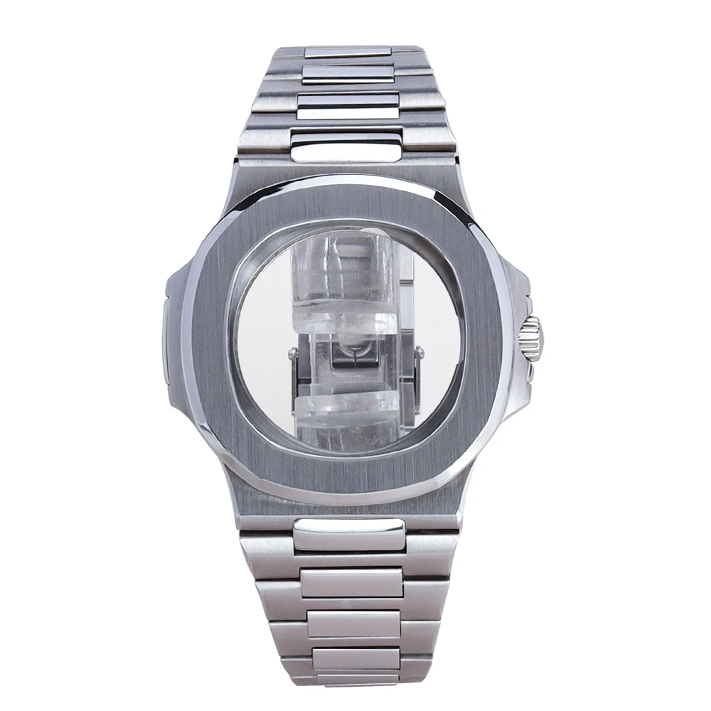 Ultra Thin 43mm square 9015 Watch Cases Strap Screw-in Crown For ...