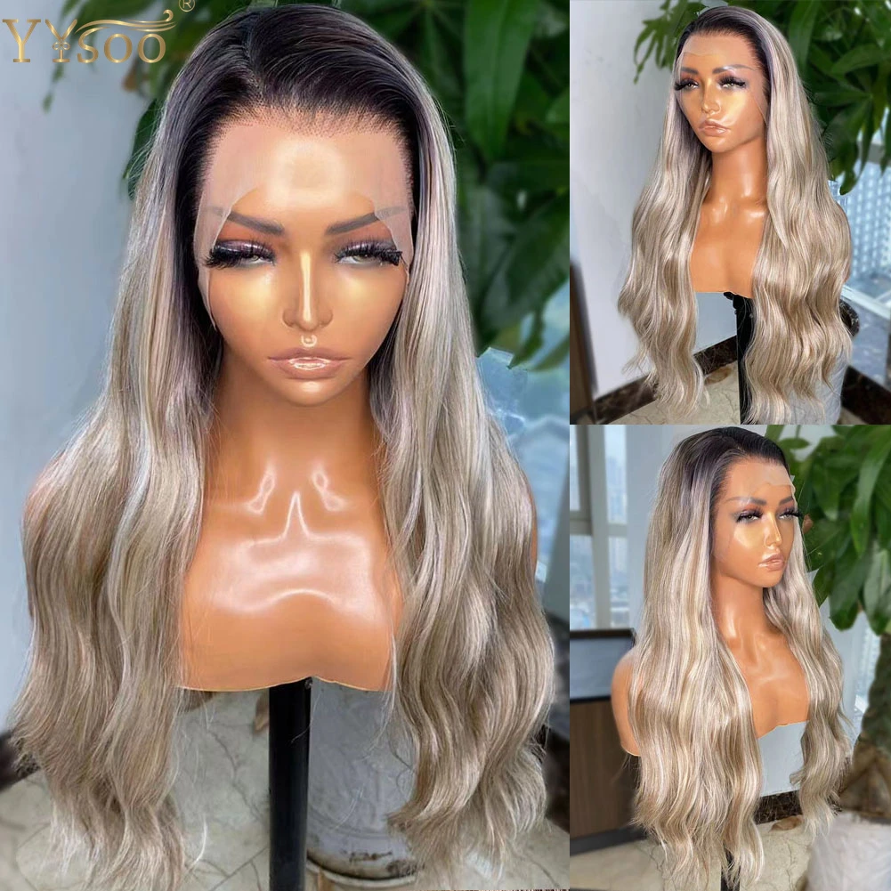 YYsoo Long Loose Wave Ombre Highligts Synthetic Hair Wig 13x4 Futura ...