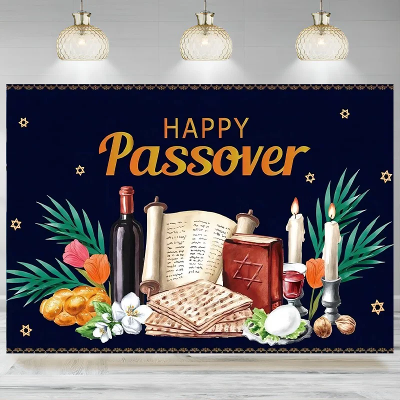Passover-Backdrop-Decorations-Pesach-Star-Matzah-Banner-Religious ...