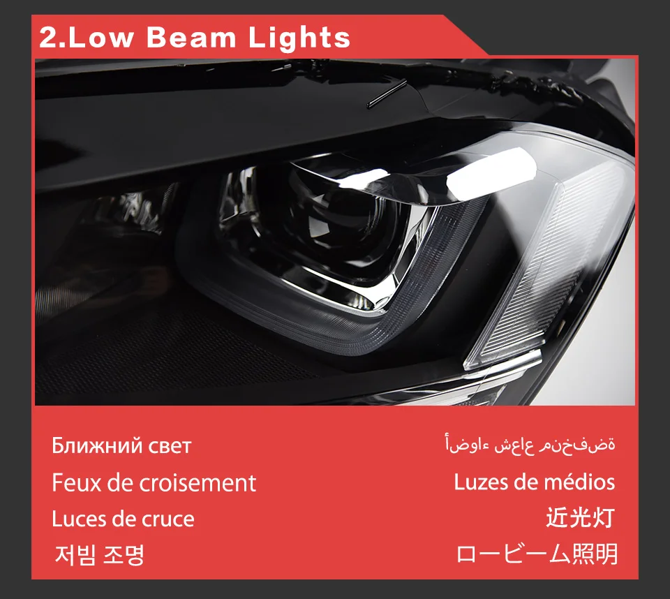VW Golf 7 Headlights Golf7 LED Headlight GTI Design DRL Hid Head lamp ...