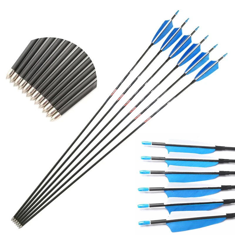 12pcs Spine 400 500 600 700 800 900 1000 Pure Carbon Arrows Shaft Id4 ...