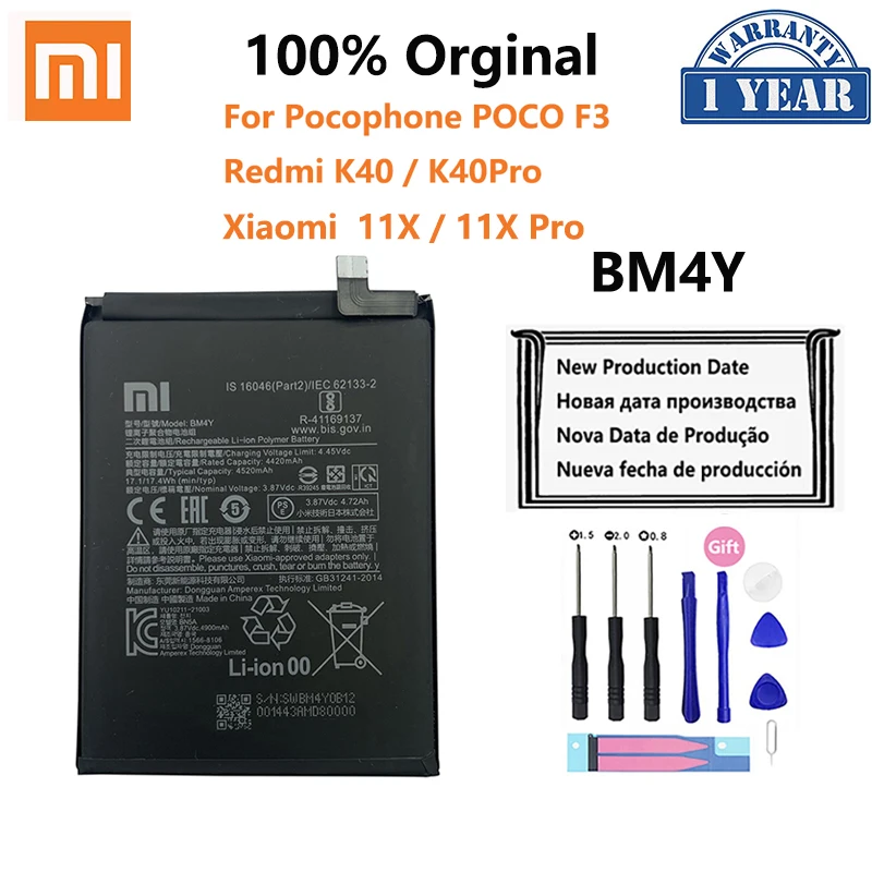 100% Original BM4Y 4520mAh Battery For Xiaomi 11X Redmi K40 Pro K40Pro Pocophone Poco F3 Phone ...