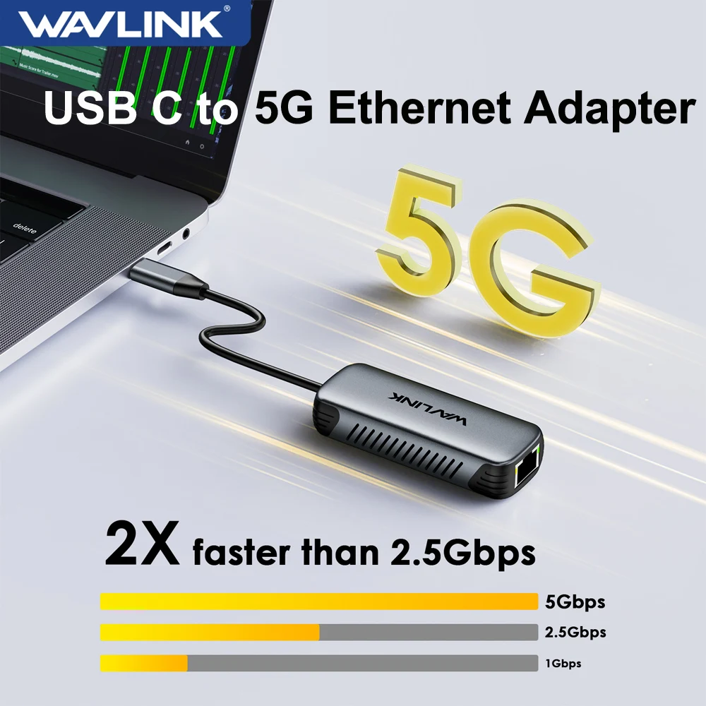 WAVLINK-USB-C-to-Ethernet-Adapter-2-5G-5Gbps-RJ45-Gigabit-Ethernet ...