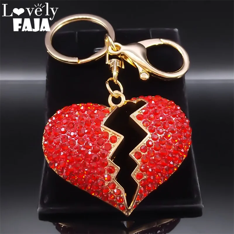 Red Cystal Heart Key Rings Holder Alloy Broken Love Hearts Keychain ...